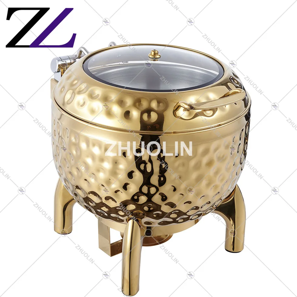 Open Buffet Table Presentation Attractive Gold Brass Chafing Dishes ...
