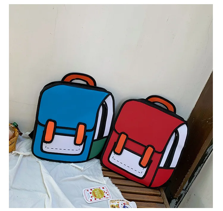Two-dimensional Space Kids Cartoon Backpack Personality 2d 3d Kids ...