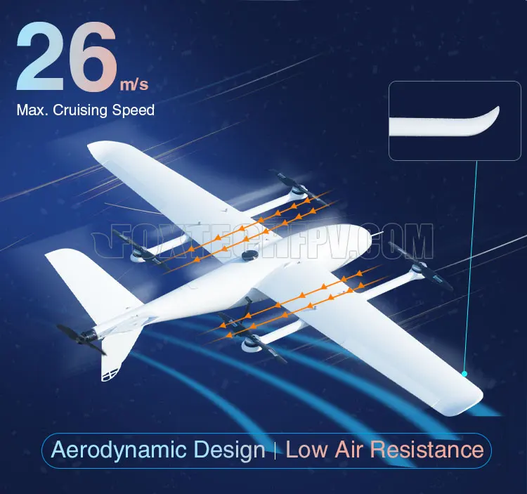 Foxtech Ayk-250 Long Range Ready To Fly Fixed Wing Vtol Mapping Drone ...