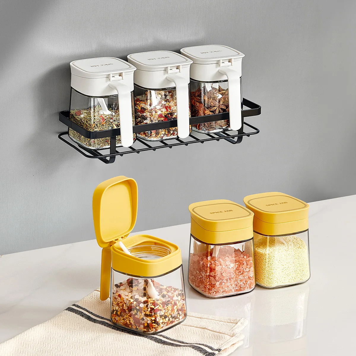 Glass Flip Type Msg Salt Spice Jar Seasoning Box Multi-function Plastic ...