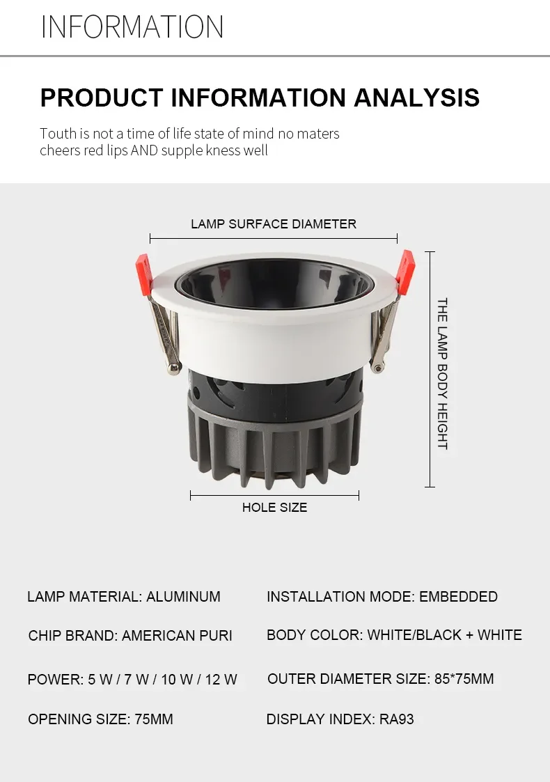 Extension Type Mini Spotlight Led Pin Down Light 6w 12w with 80mm Cut ...