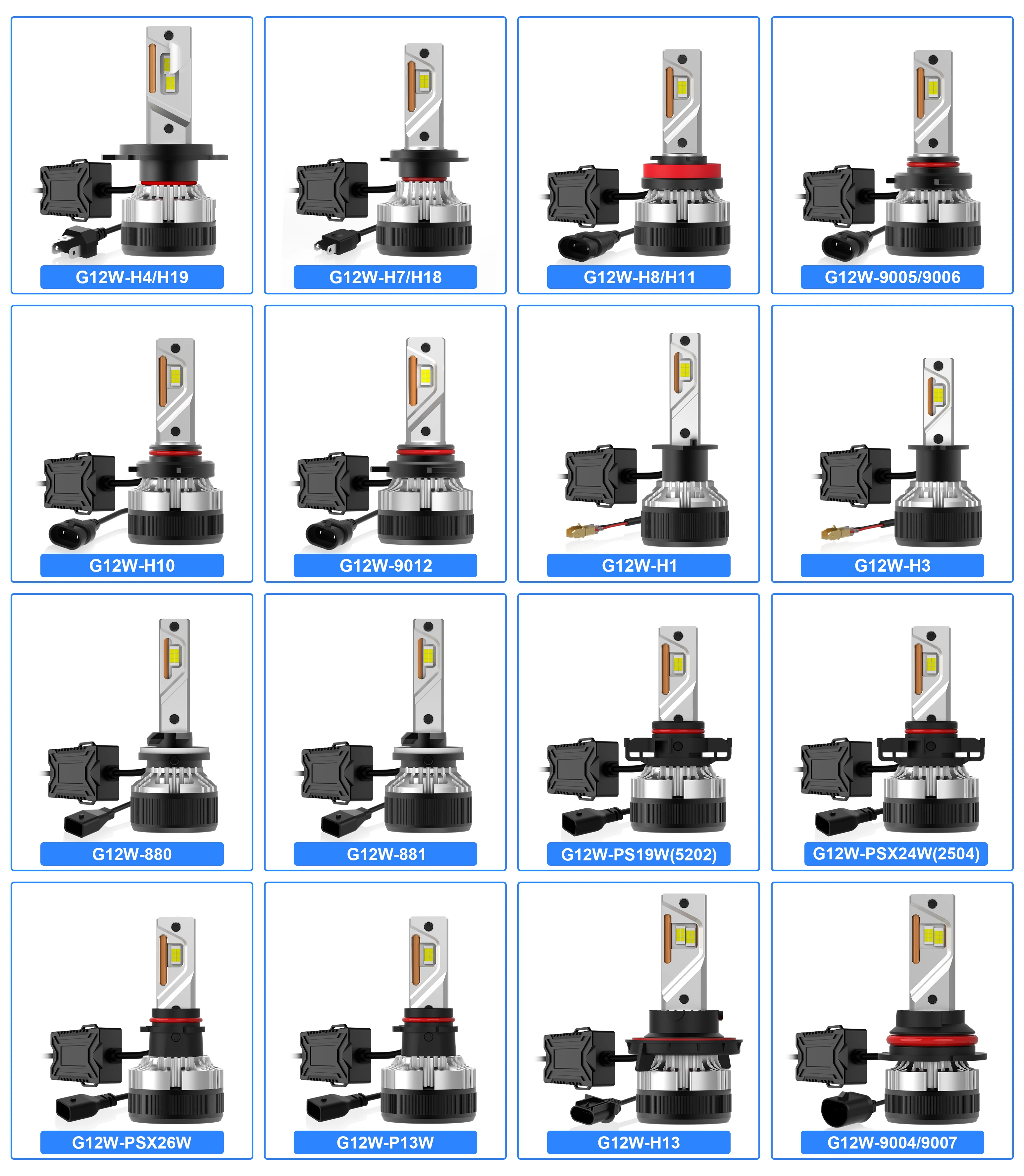 High Brightness White Universal Car H4 Led Headlight Bulb G12w 30000lm 170w Auto H13 H1 H7 9005 ...