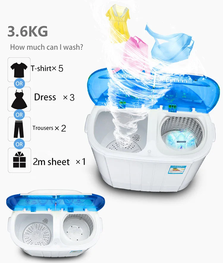 Double Barrel Semi-automatic Small Washing Machine, Baby Clothes ...
