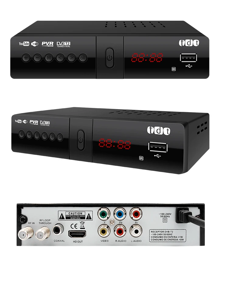 Antenna Tdt Receiver Digital Terrestrial Tv Tuner Dvb-t2 H.264 Free To ...