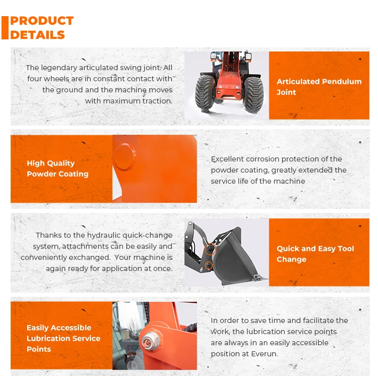 Manufacturer EVERUN Customized Radlader Mini Loader 4WD