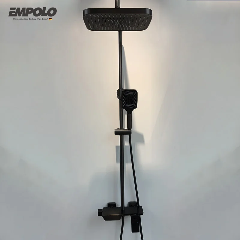 Empolo rain shower head combination hotel black brass bathroom ...