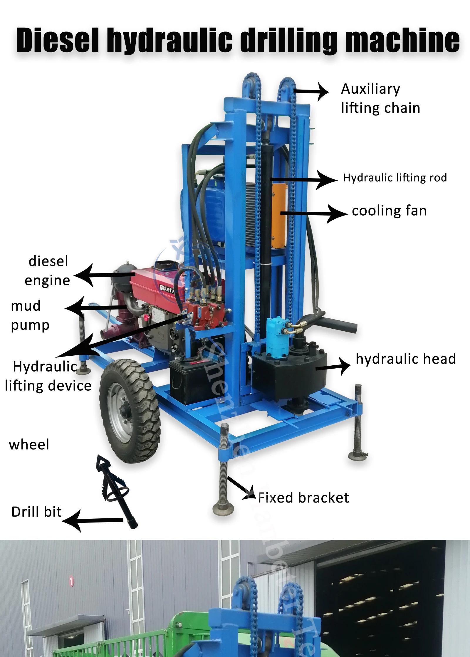 150m 22hp Water Borehole Drilling Rig Hydraulic Boring Machine - Buy ...