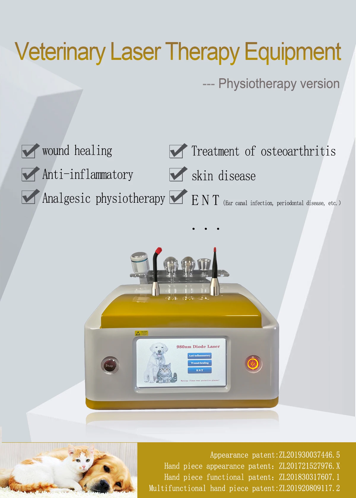 On Sales Veterinary Physical Therapy 980Nm Diode Laser Animal ...