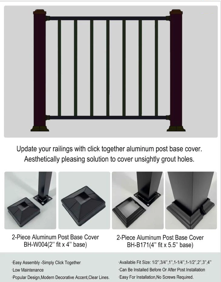 Aluminum Fence Post Base Cover Aluminum Die Cast Base Plate Cover 2-1/2 ...