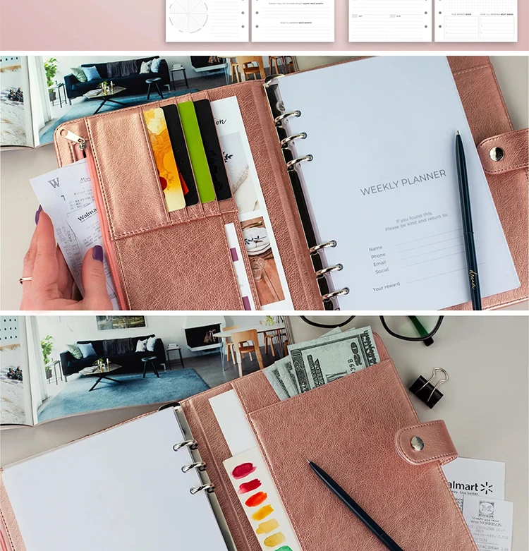 Custom 2025 Planner Pu Leather Binder Loose Leaf Organizer Binder ...