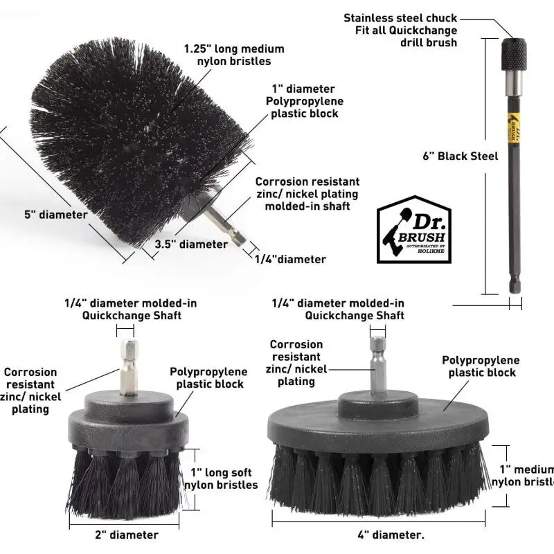 Cr 4 Pcs Set Drill Cleaning Brush For Washing - Buy Drill Brush Set ...