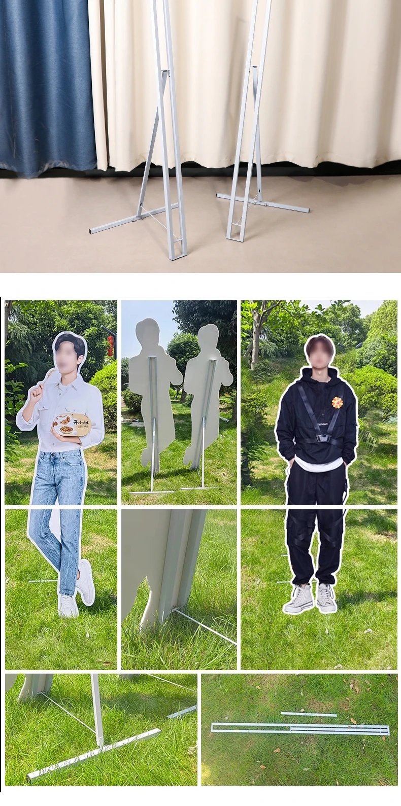 White Square Tube H-shaped Human Standing Sign Portrait Frame Special ...