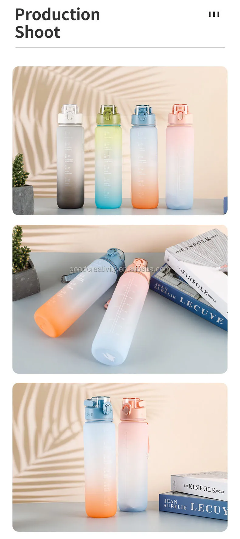 Botol Minum1000ml Bpa Free Portable Plastic Sports 32oz Motivational ...