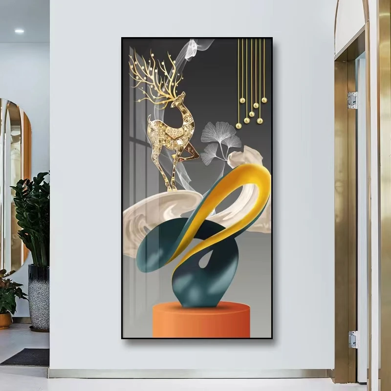 100*50cm Modern Design Large Rectangle Wall Paintings Gold Metal Frame ...