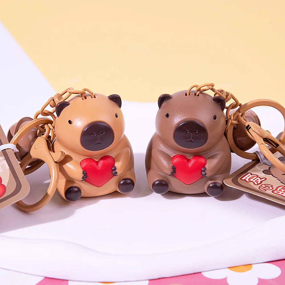 Luminous Heart Capibara Keychain Doll Cute Backpack Pendant Couple Key ...