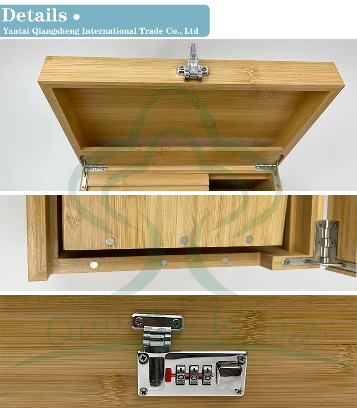 Stash Box With Combo Lock & Accessories - 3 Smell Proof Storage Jars ...