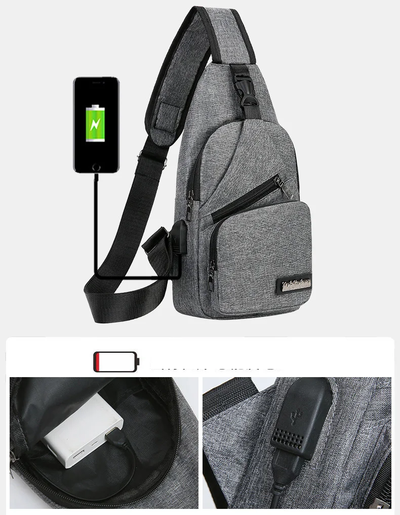 Men Waterproof Large Capacity Custom Sling Chest Bag Sport Crossbody ...