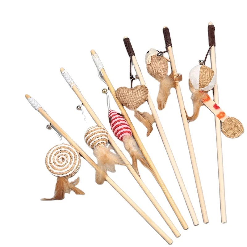 Interactive Cat Teaser Cute Wood Cat Stick Pet Toy For Cat - Buy Cat ...