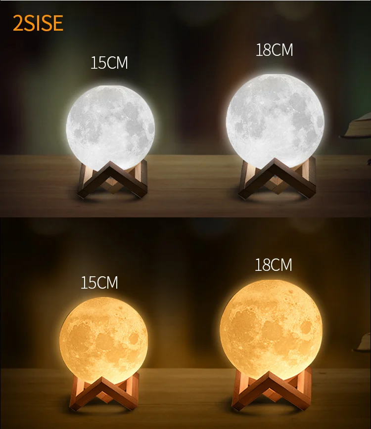 Lunar Light Gift Rechargeable 16 Colors Touch Change Remote 3d Printing ...