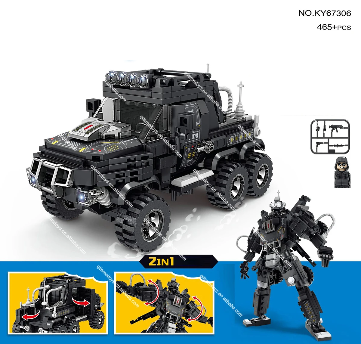 SWAT Police Bus Car Building Block Bricks Toys Set Military WW2 Air ...