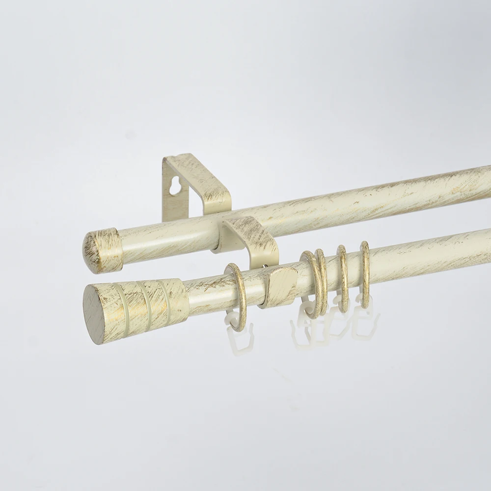Stardeco Adjustable Double Curtain Rods Sets for Living Room