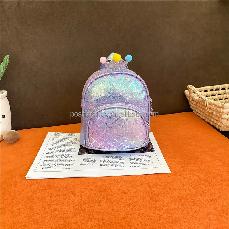 Rts Sequin Kids Backpack Sparkle Girls Casual Backpack Bags Cute Crown ...