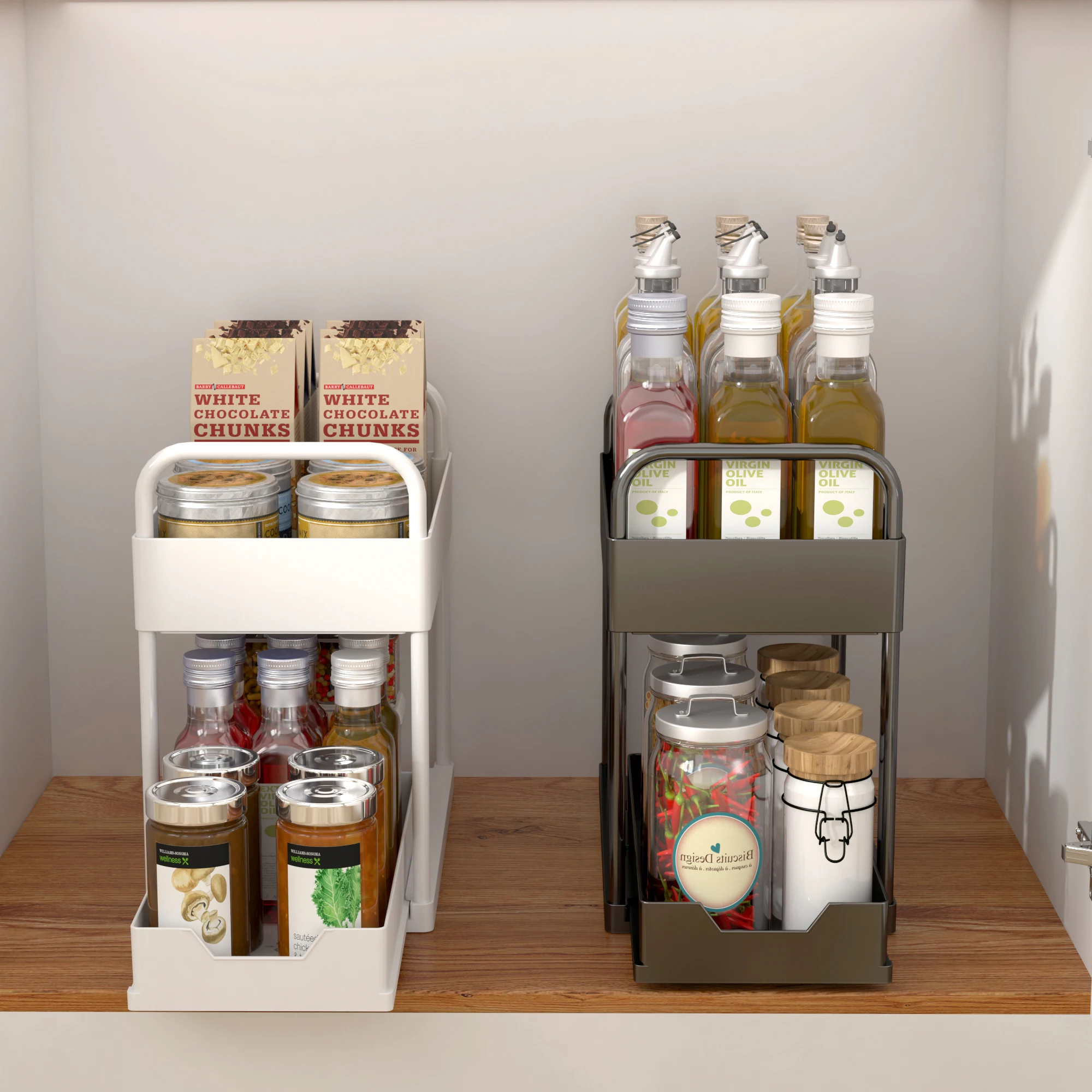 The 2 Tier Sliding Pack Rack Stick On Kitchen Storage Spacekeeper ...