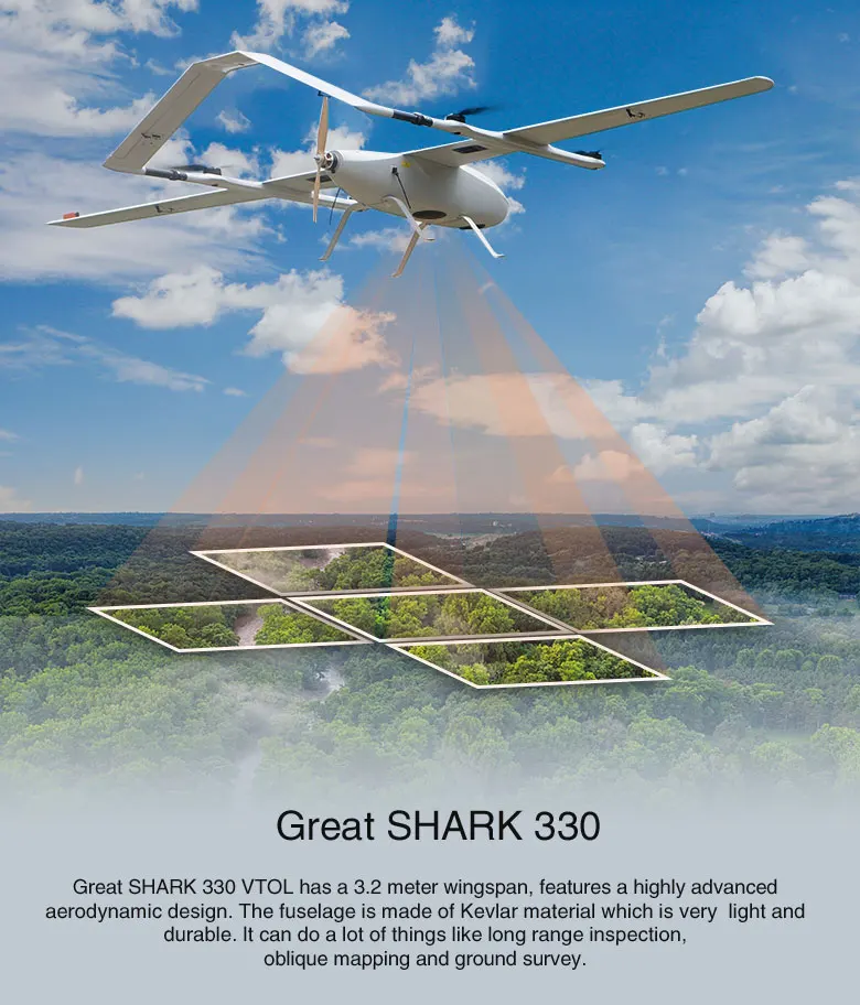 Greatshark 330 Long Endurance /range Uav Fixed Wing Aircraft For Aerial ...