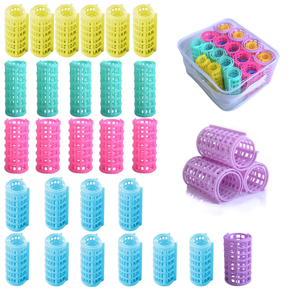 30 Pieces Plastic Snap on Hair Curlers Rollers DIY Hair Styling Tools 5 ...