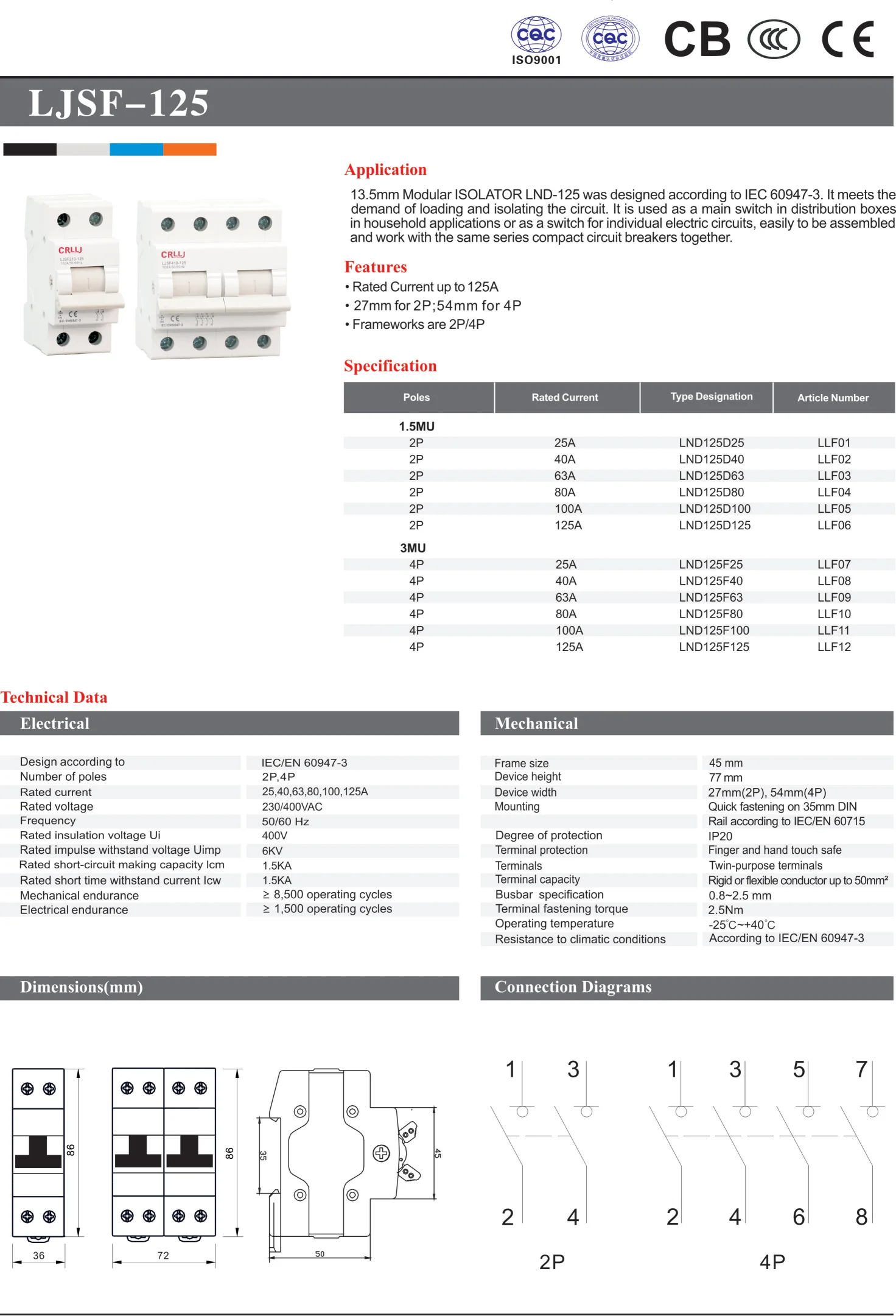 Modular Changeover Switch Din Rail Type 2P 4Pole 63A Electrical ...