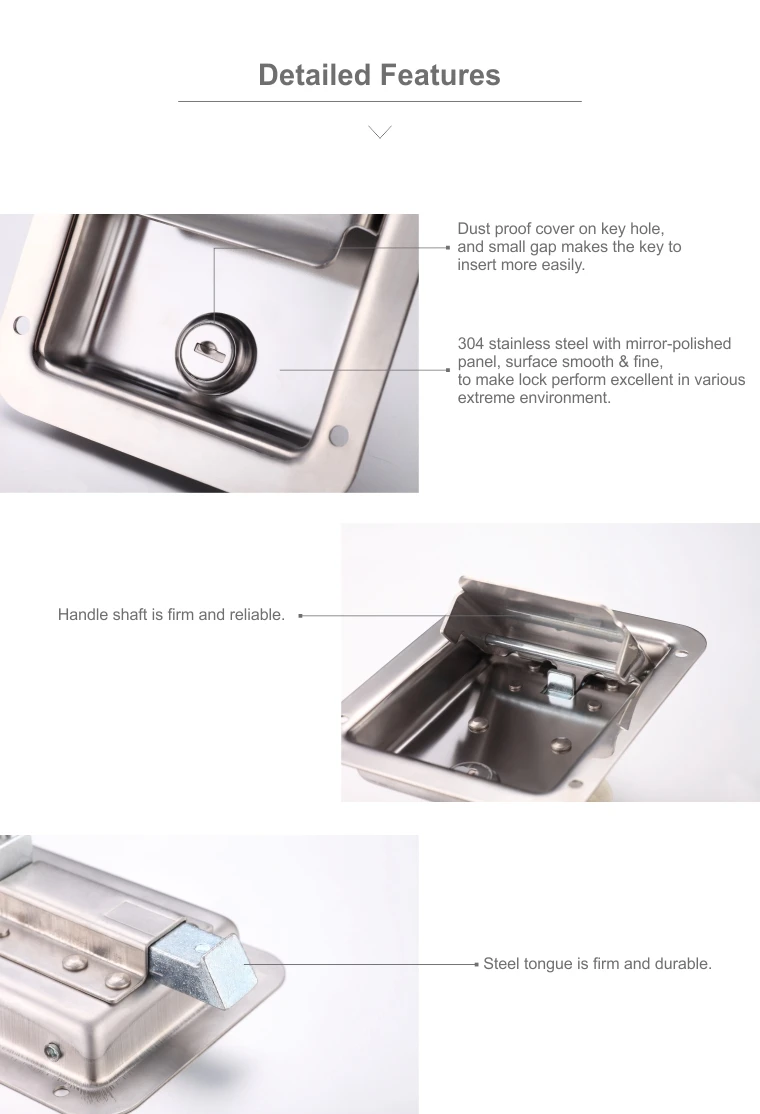 Flush Mount Recessed Door Trailer Toolbox Latch Paddle Lock Trucks Zinc ...
