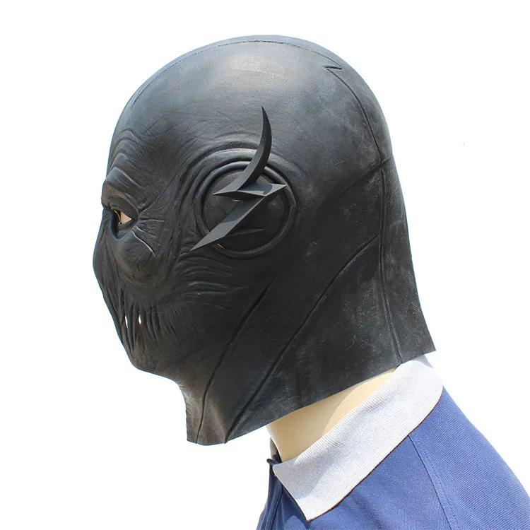 Superhero Overhead Latex Mask Black Zoom Super Villain Cosplay Costume ...