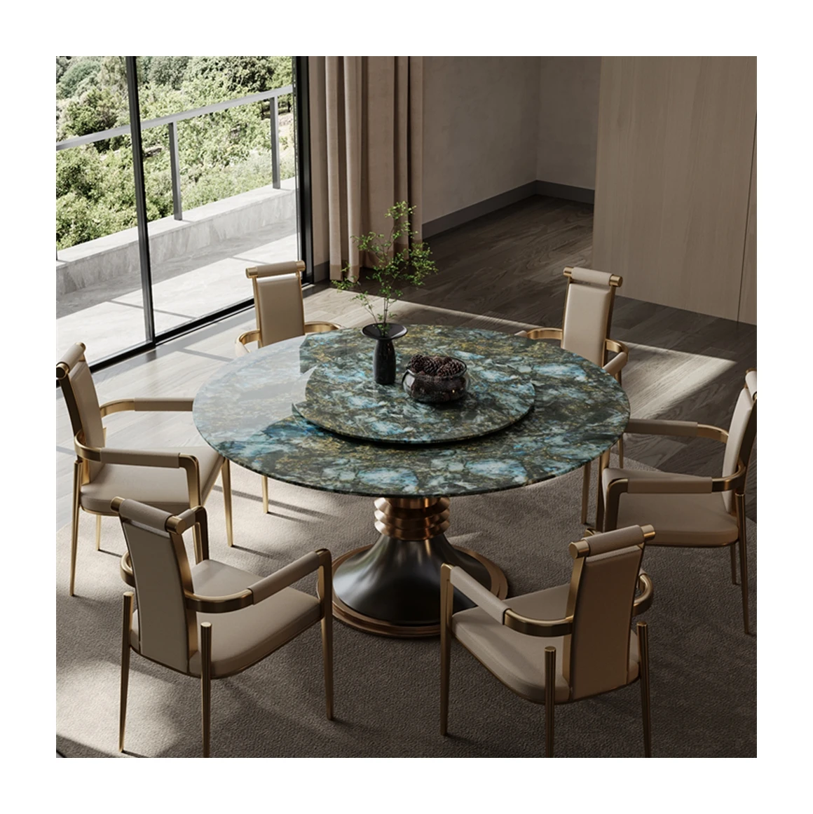 Italian Luxury Marble Top Dining Table Set Modern Design Round Dining ...