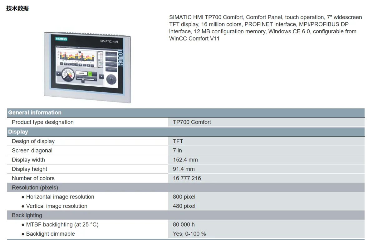 New And Original Siemens Simatic Hmi Tp700 Comfort Basic Panels 7" Tft ...