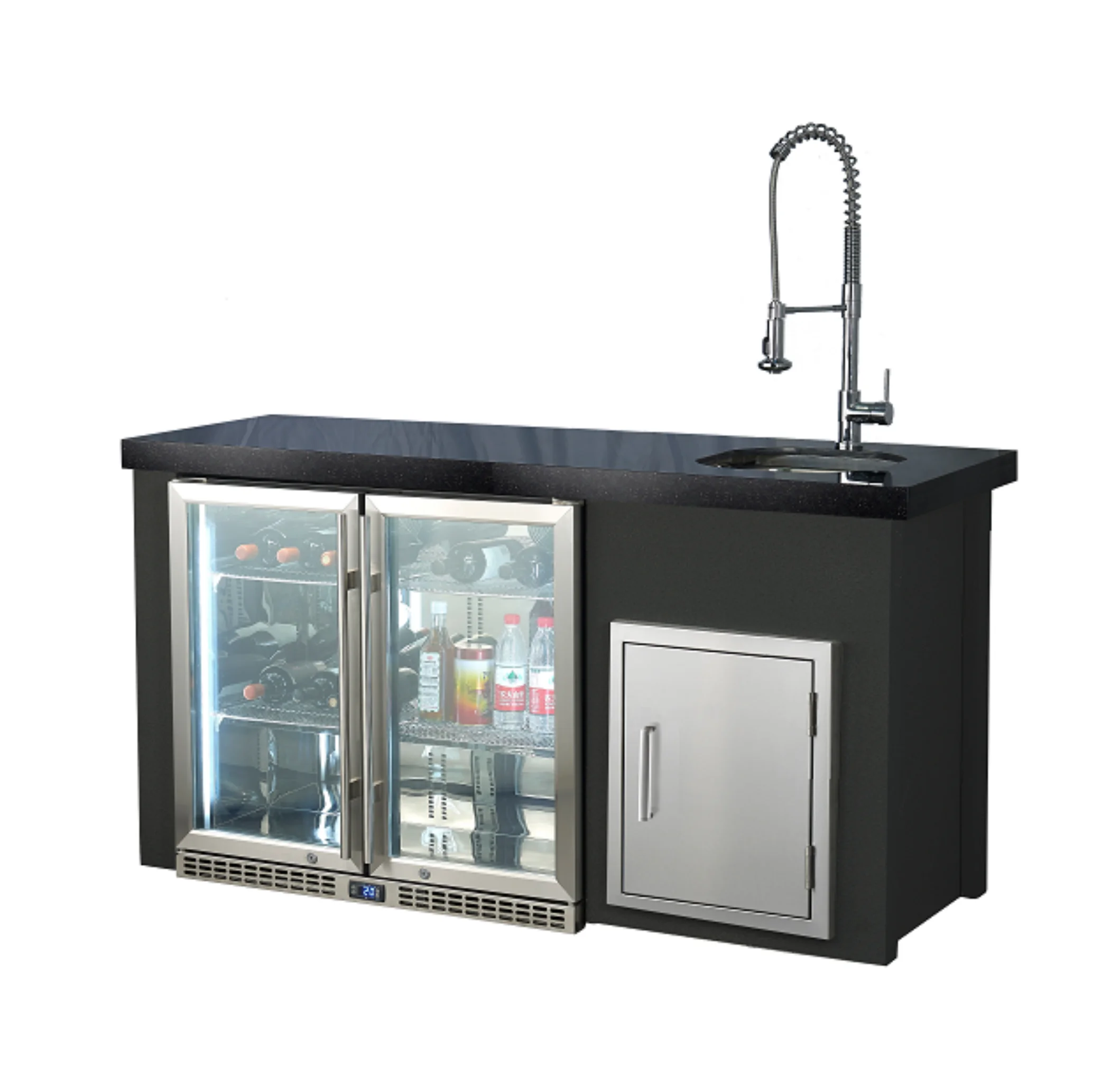 Stainless Steel Modular Outdoor Kitchen Cabinet & BBQ Grill with Sink ...