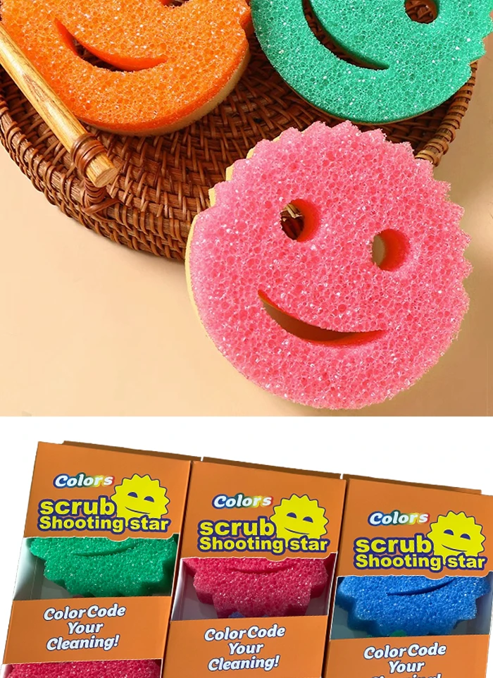 Kitchen Scrub Happy Face Sponge Smile Daddy Mommy Scrubbing Washing ...