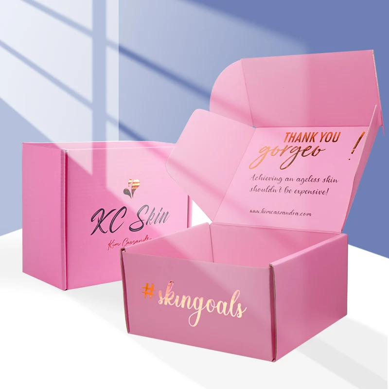 Wholesale Corrugated Pink Shipping Packaging Box with Private Label