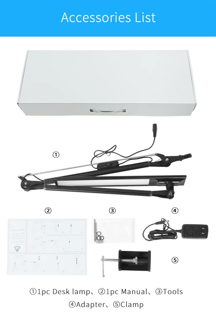 Flexible and Adjustable Swing Arm LED Table Lamp by RBT