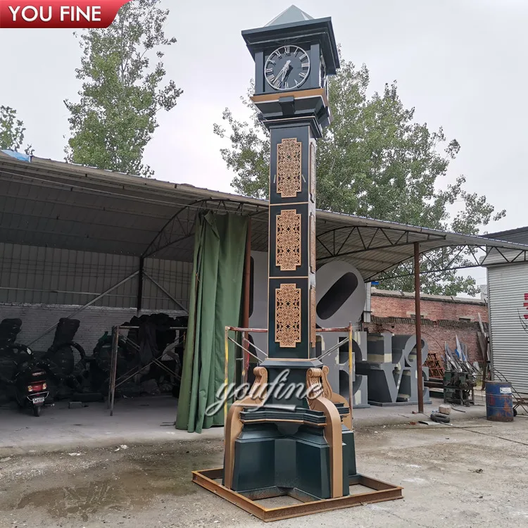 Tower Sculpture - Modern Bell Tower Stainless Steel Clock