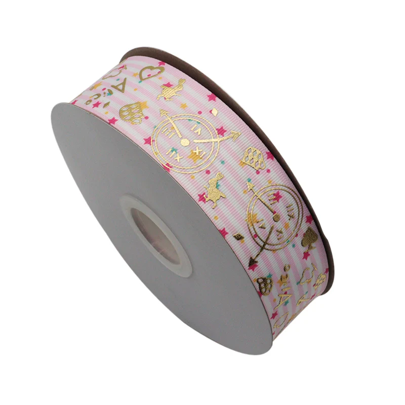 Custom Gold Foil Cartoon Characters Grosgrain Ribbon For Diy Handmade ...