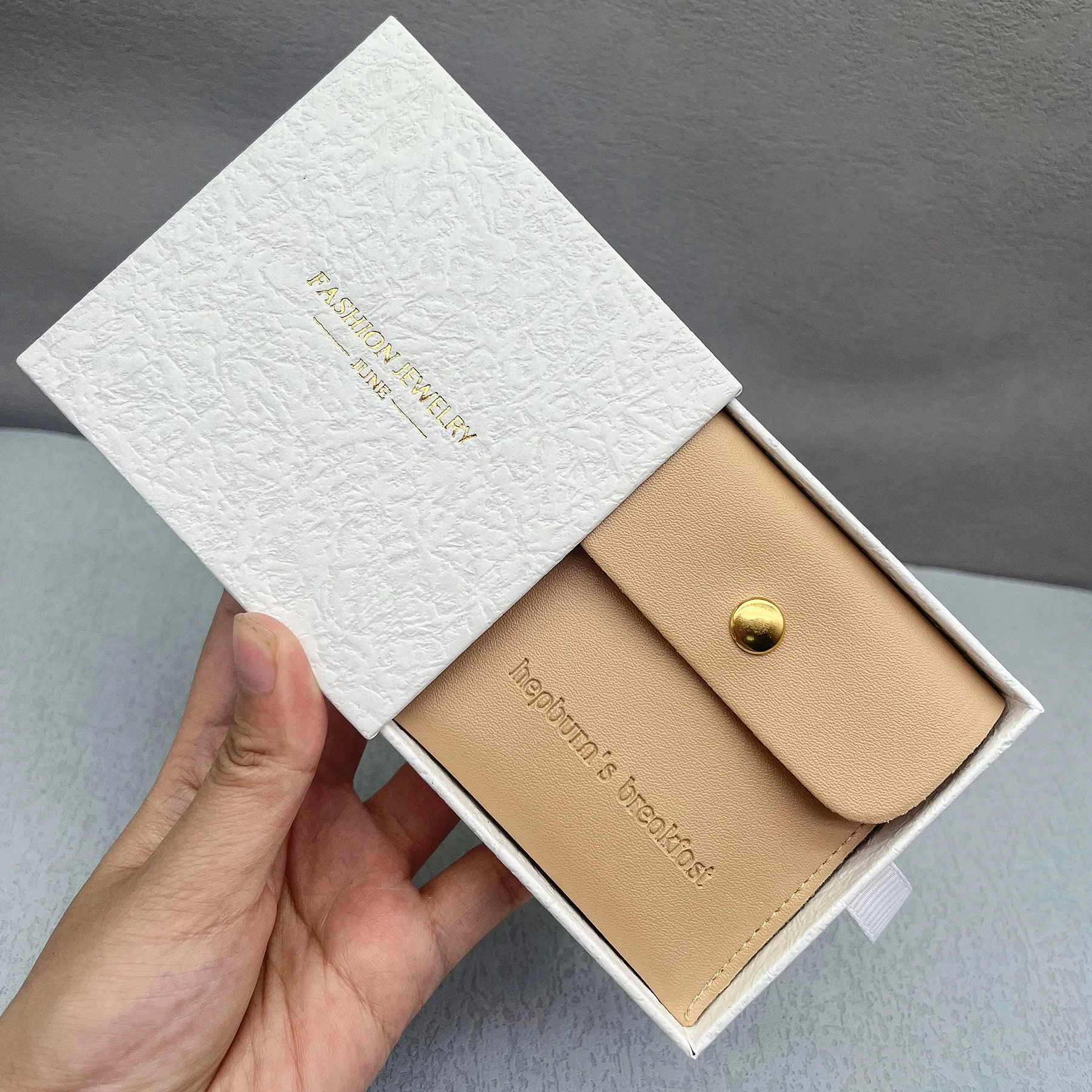 Custom Small Pu Leather Envelope Jewelry Bag and box with Emboss logo ...