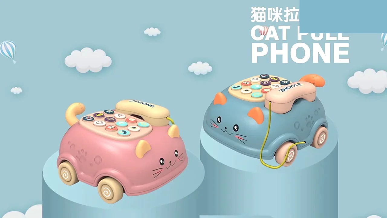 Cartoon Cat Sliding Singing Car Intelligent Musical Telephone Children ...
