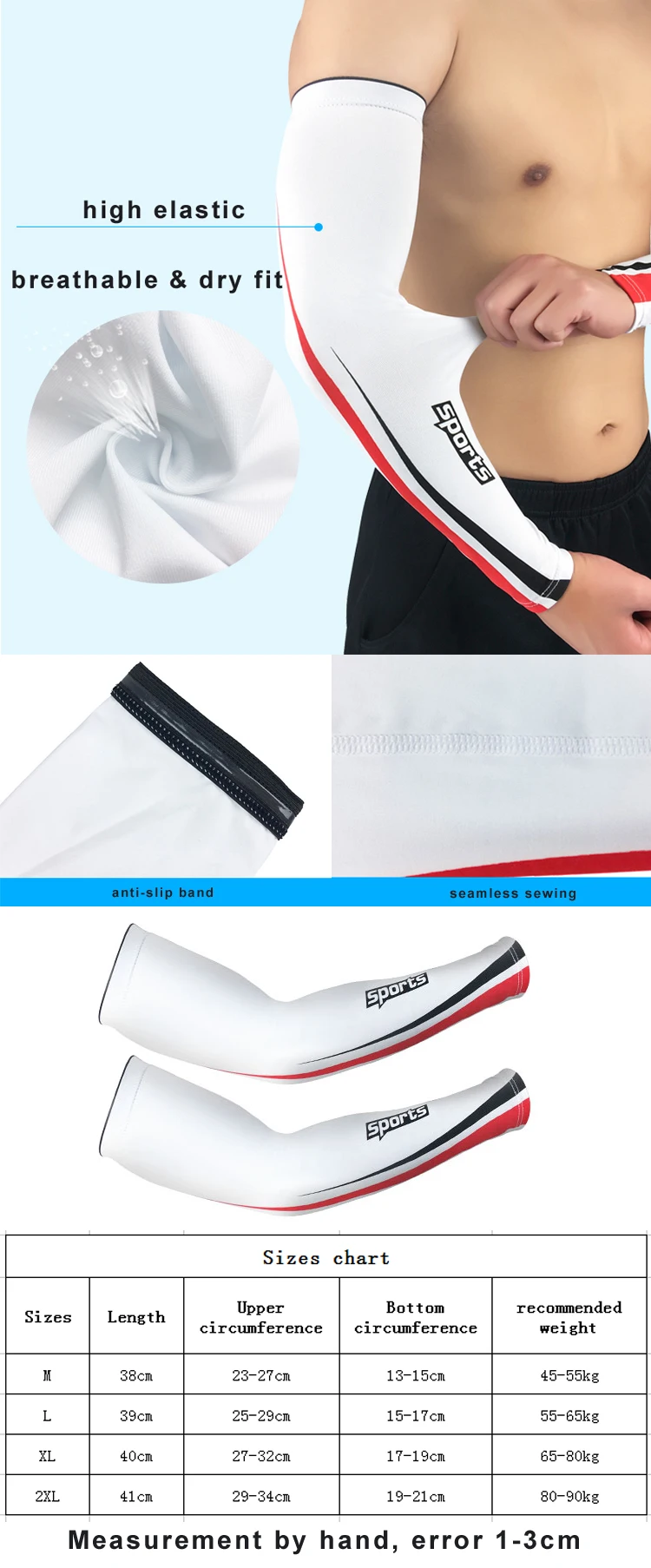 Black Blank Nylon Spandex Elbow Fossa Mesh Splicing Silk Cooling Uv ...