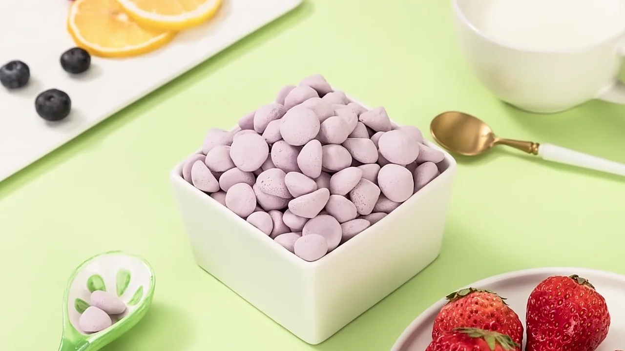 Halal Strawberry Fruit Flavor Freeze Dried Yogurt Cubes Blocks Melt-in ... Halal Strawberry Fruit Flavor Freeze Dried Yogurt Cubes Blocks Melt-in ...