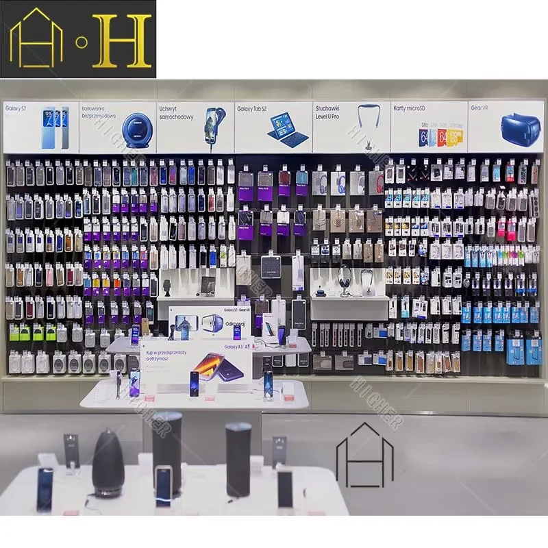 Wooden Cell Phone Accessories Display Showcase for Malls