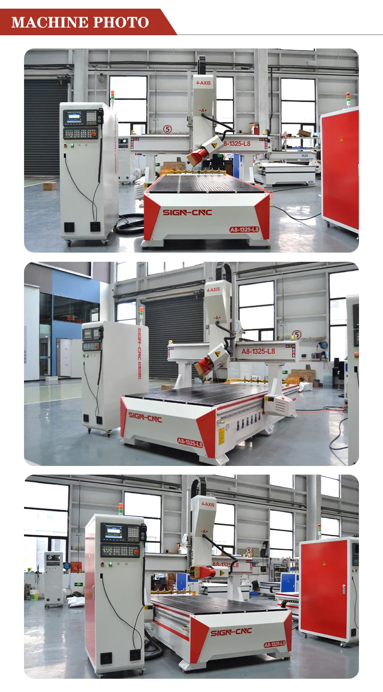 4 Axis Linear Auto Tool Changer Wood Cnc Atc Furniture Cnc Router Machine for Wood 1325 With ...