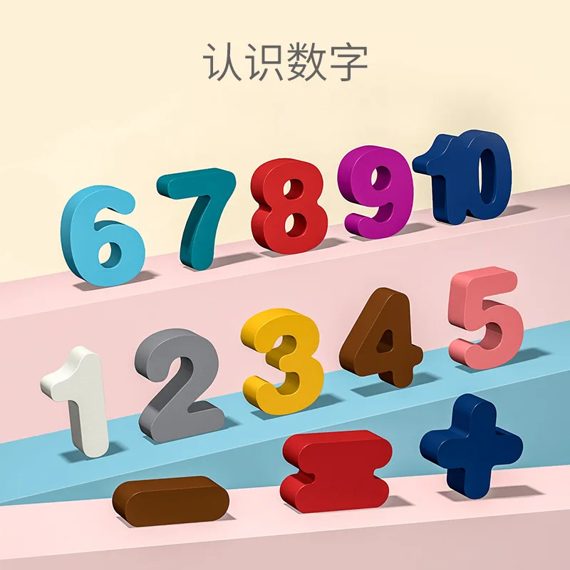 COMMIKI Montessori Educational Wooden Toys 3D Number Shape Recognition ...