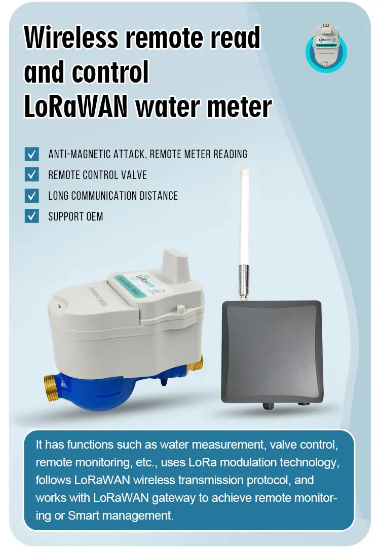 Battery Operated Wireless Lorawan Smart Valve Oe Monitoring Water Meter ...