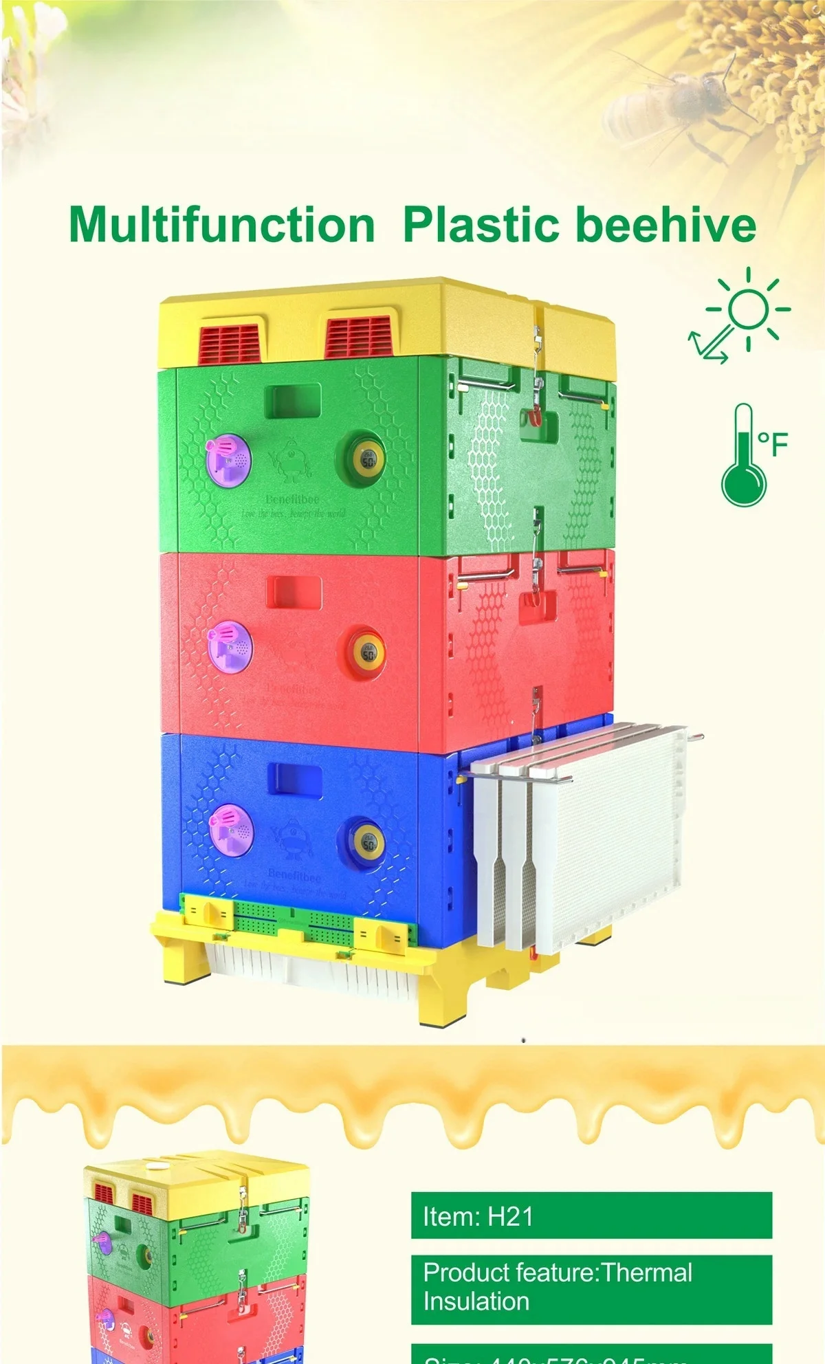 3 Layers Beekeeping Equipment Honey Bee Hive Box Price Food Grade Thermo Plastic Beehive For ...