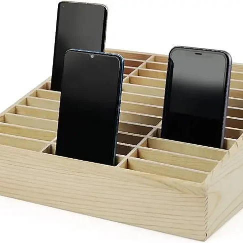 36-grid Wooden Cell Phone Holder Desktop Organizer Storage Box Mobile ...
